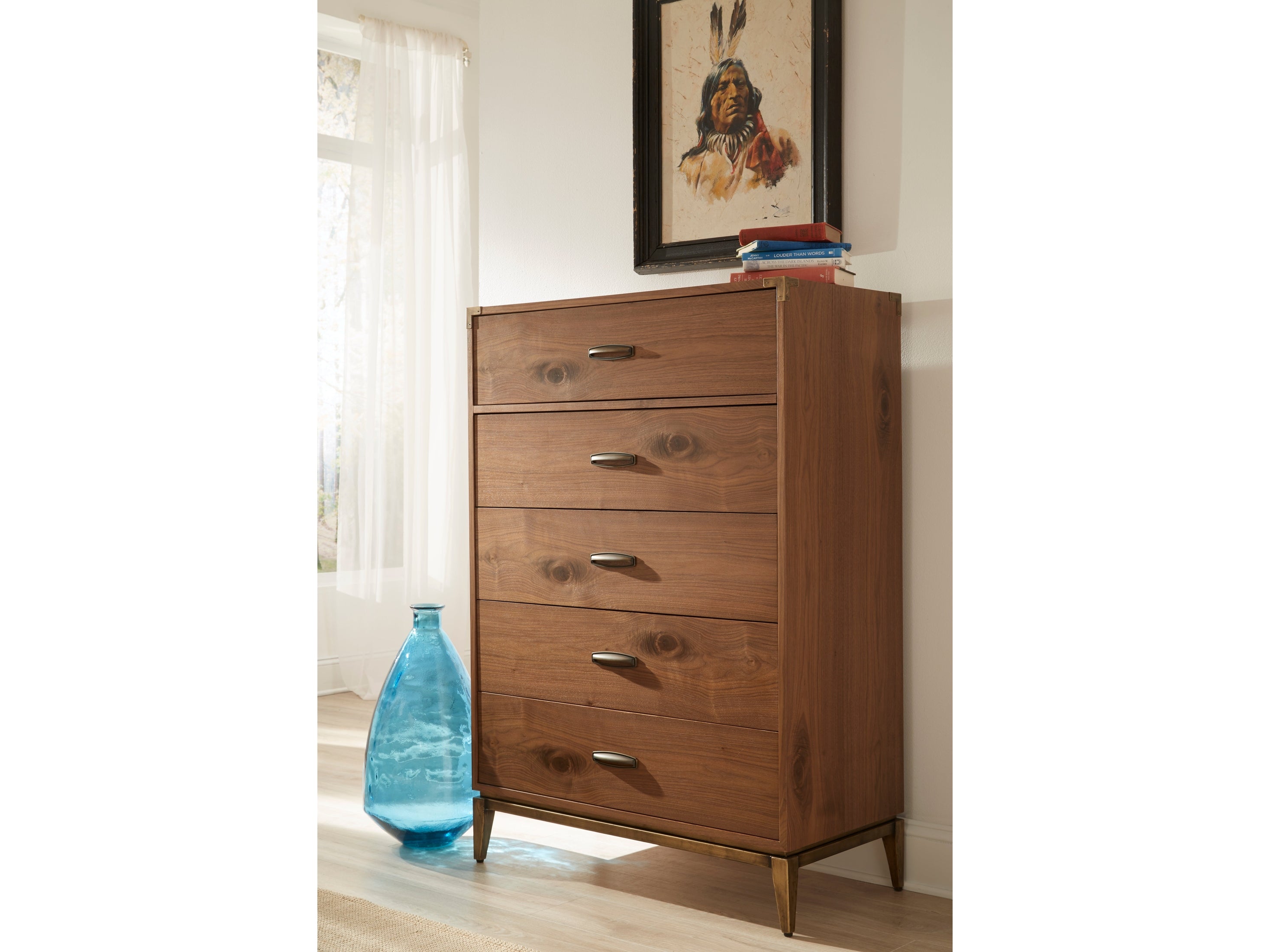 Adler Five Drawer Chest in Natural Walnut