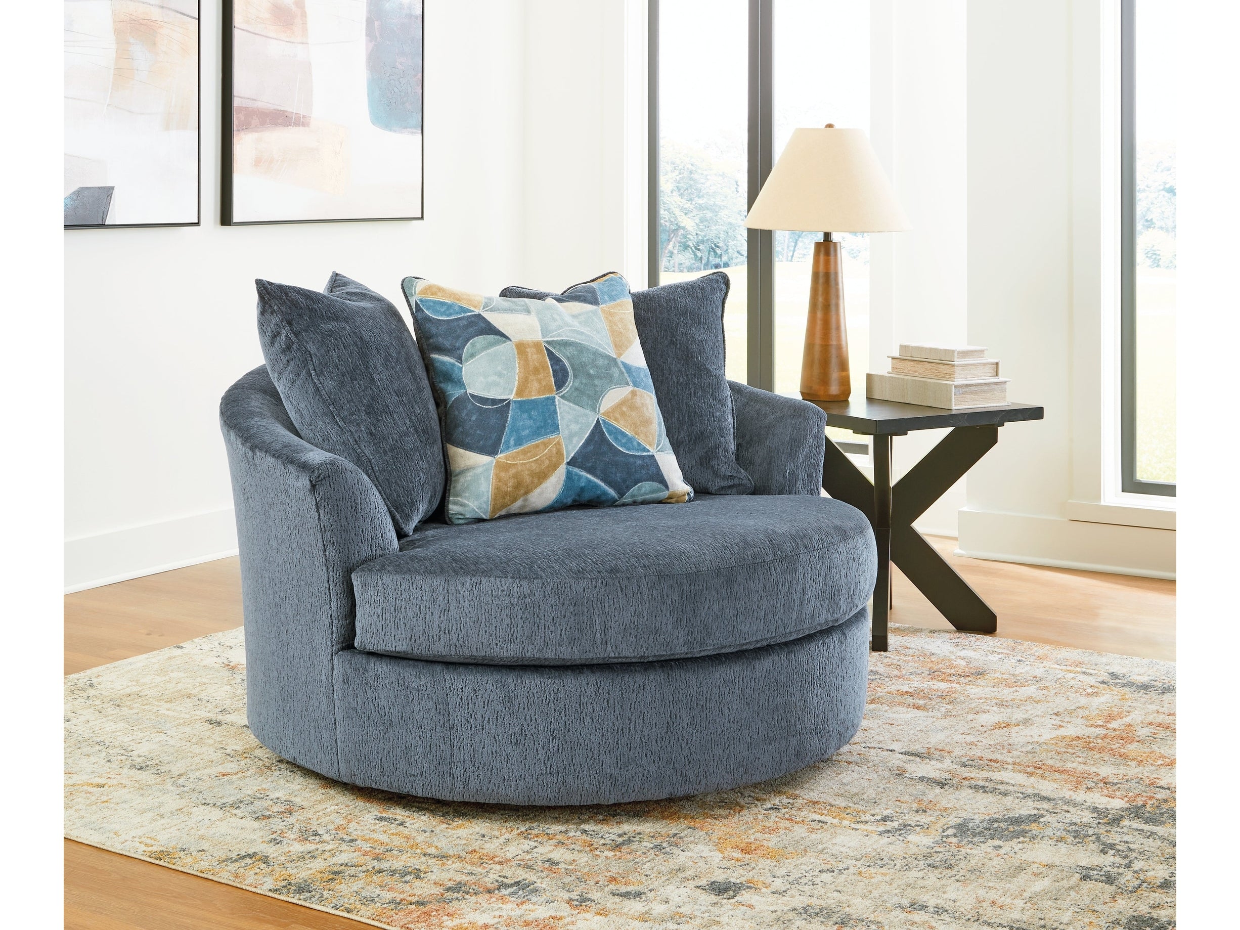 Maxon Place Navy Oversized Swivel Accent Chair