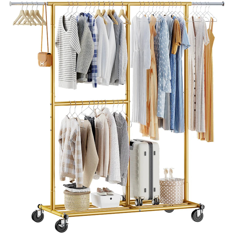 Garment Rack with Wheels, 410 lbs Commercial Clothes Rack for Hanging